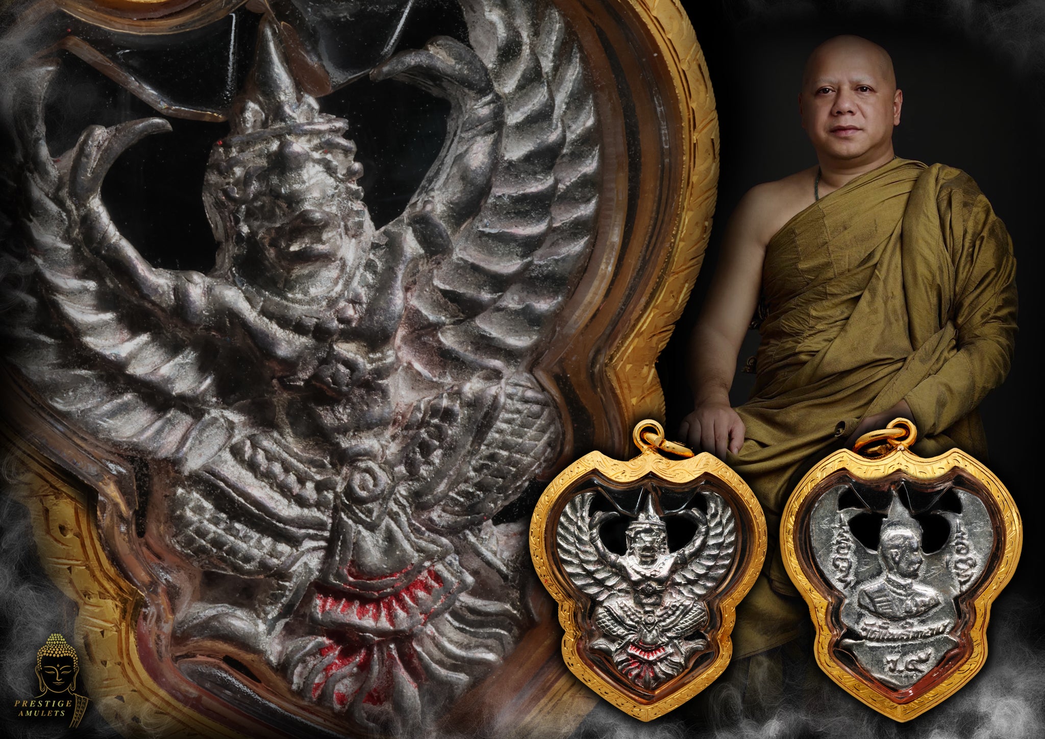 LP Wara Wat Pho Thong BE2536 Phayakrut Lang Athan Pure Silver with han ...